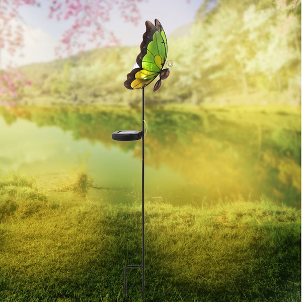 Papillon Solaire Globe Verre sur Tige Butterfly - Décoration Lampe ...